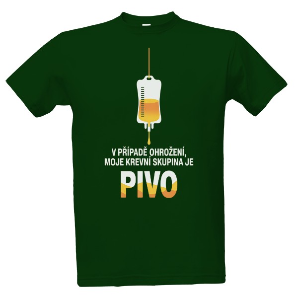 Tričko s potiskem V případě ohrožení moje krevní skupina je pivo | T-shock